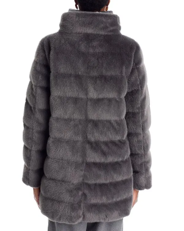 Herno A-line Faux Fur Coat - Gray
