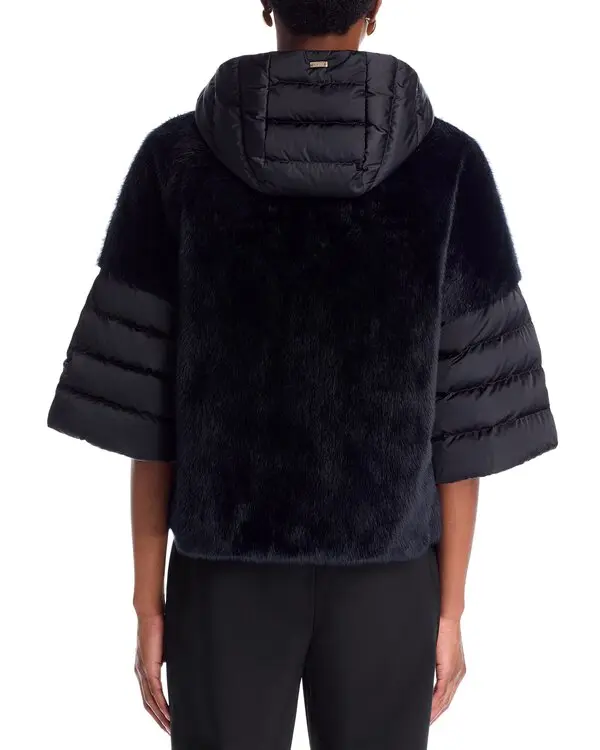 Herno Satin Short Sleeve Faux Fur Jacket