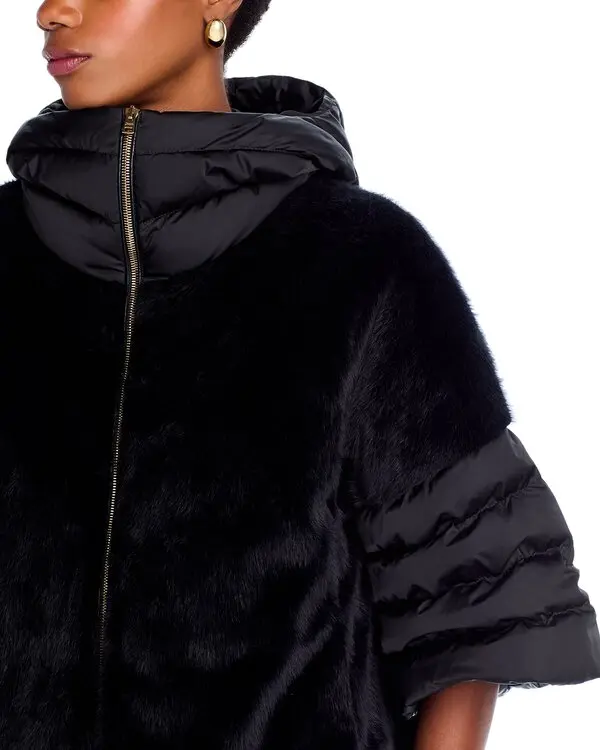 Herno Satin Short Sleeve Faux Fur Jacket