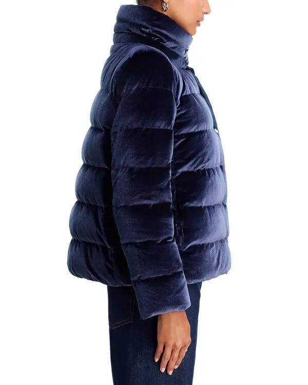 Herno Velvet Quilted Short Jacket - Blue Navy