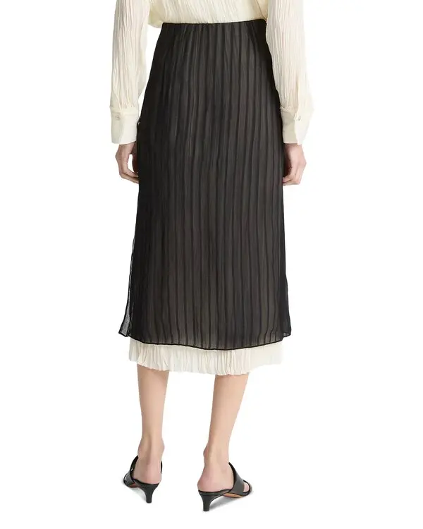 Vince Layered Striped Midi Skirt