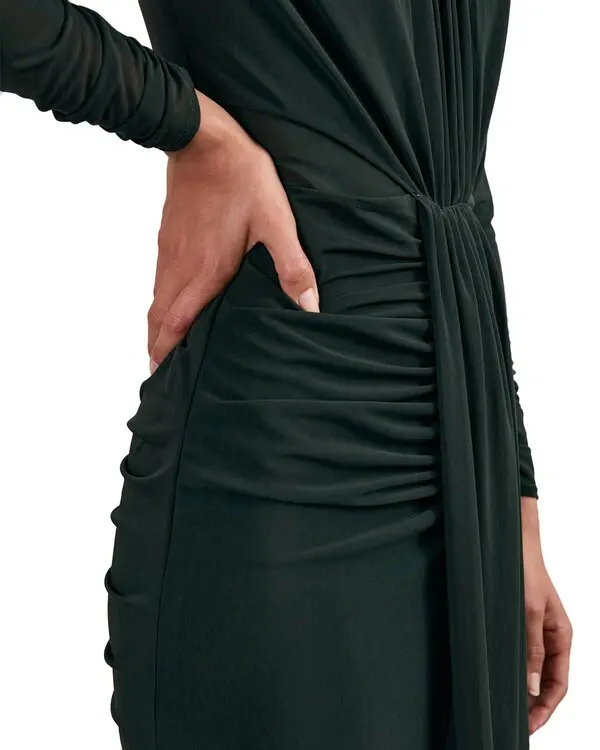 REISS Long Sleeved Ruched Maxi Dress