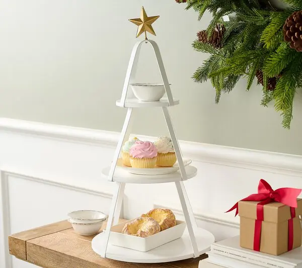 VALERIE PARR HILL As Is 3-tier Rotating Metal Tree With Star Valerie - One-color