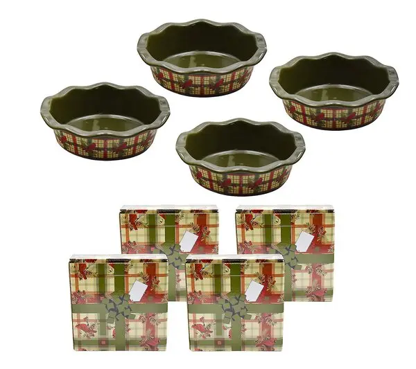 TEMP-TATIONS As Is Seasonal Set Of 4 Mini Pie Plates - One-color