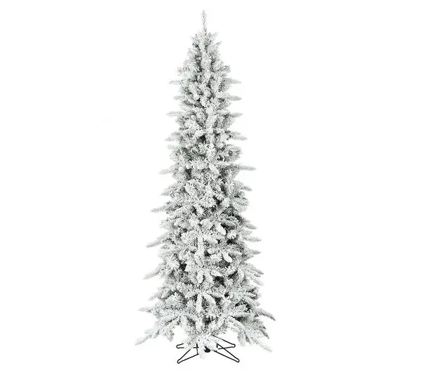 FRASER HILL FARM 6.5' Slim Mountain Pine Flocked Tree - One-color