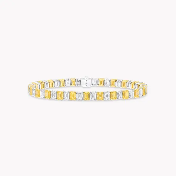 Graff Emerald Cut Diamond Bracelet - White Gold And Yellow Gold