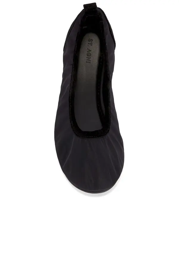 ST. AGNI Satin Ballet Flat - Black
