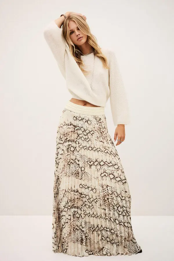 Ba&sh Howie Pleated Maxi Skirt - White