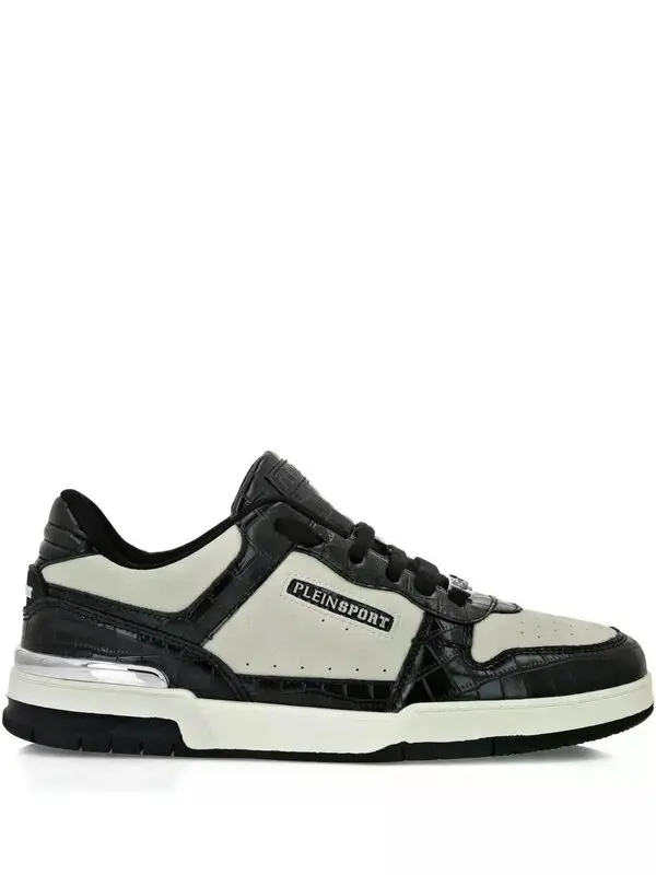 PLEIN SPORT Crocodile-effect Panel Sneakers - Black