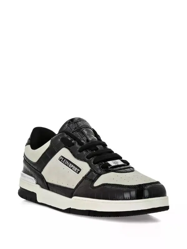 PLEIN SPORT Crocodile-effect Panel Sneakers - Black