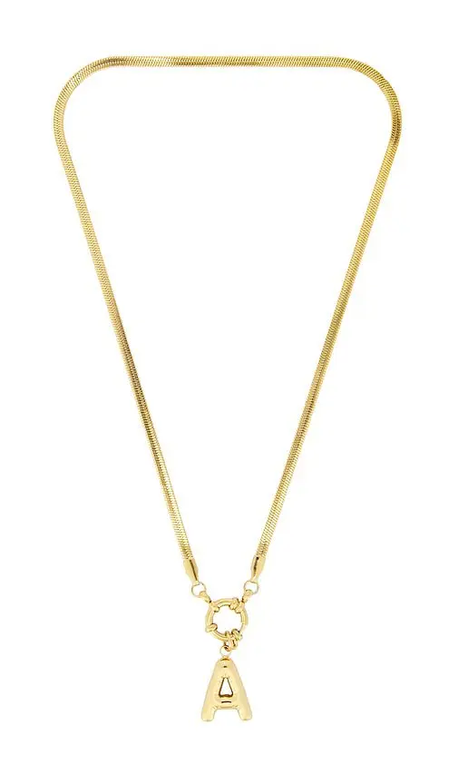 PETIT MOMENTS Bubble Initial Herringbone Necklace - Gold
