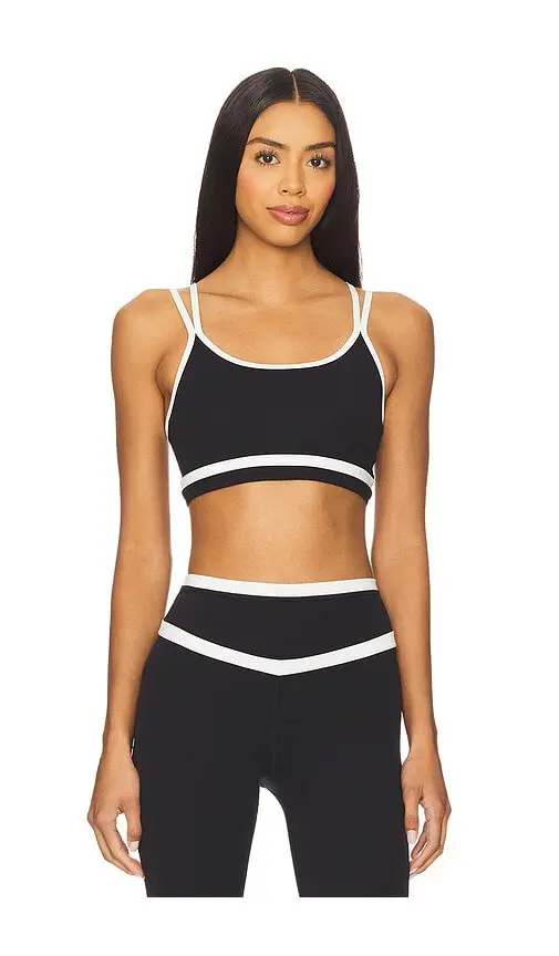 Splits59 Eva Rigor Double Strap Sports Bra In Black - Black & White