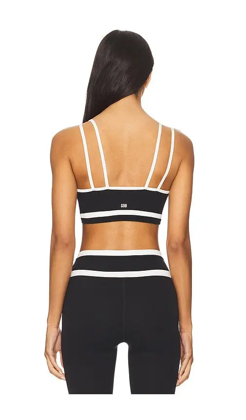 Splits59 Eva Rigor Double Strap Sports Bra In Black - Black & White
