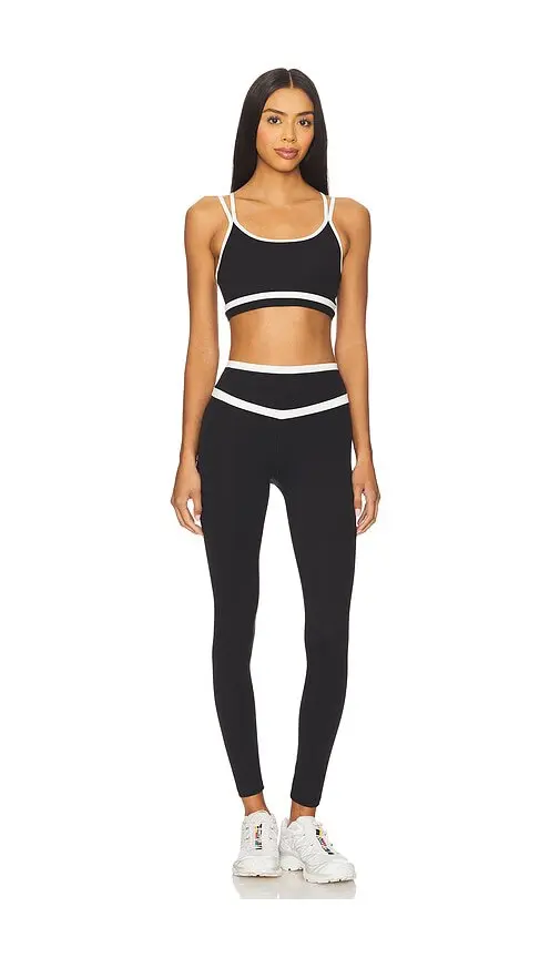 Splits59 Eva Rigor Double Strap Sports Bra In Black - Black & White