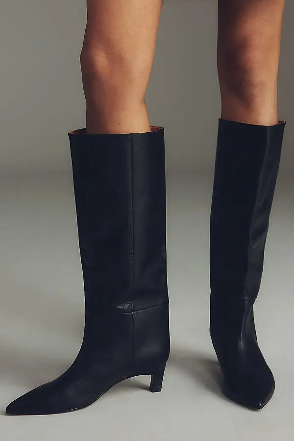 Anthropologie Wide-leg Kitten-heel Tall Boots - Black