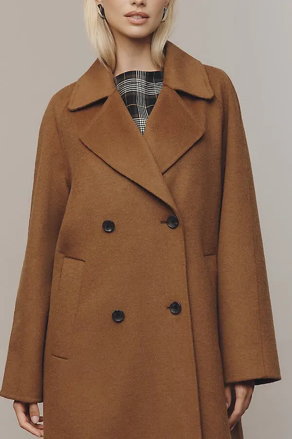 Anthropologie Double-faced Wool Blend Coat Jacket - Camel