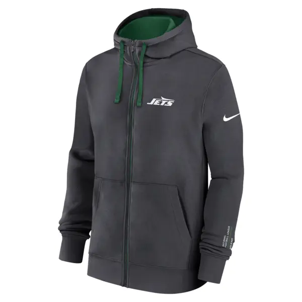 Nike New York Jets Playbook Page Club Nfl Full-zip Hoodie - Grey