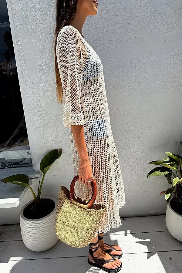 MADLY VINTAGE 1970s Crochet Midi Dress