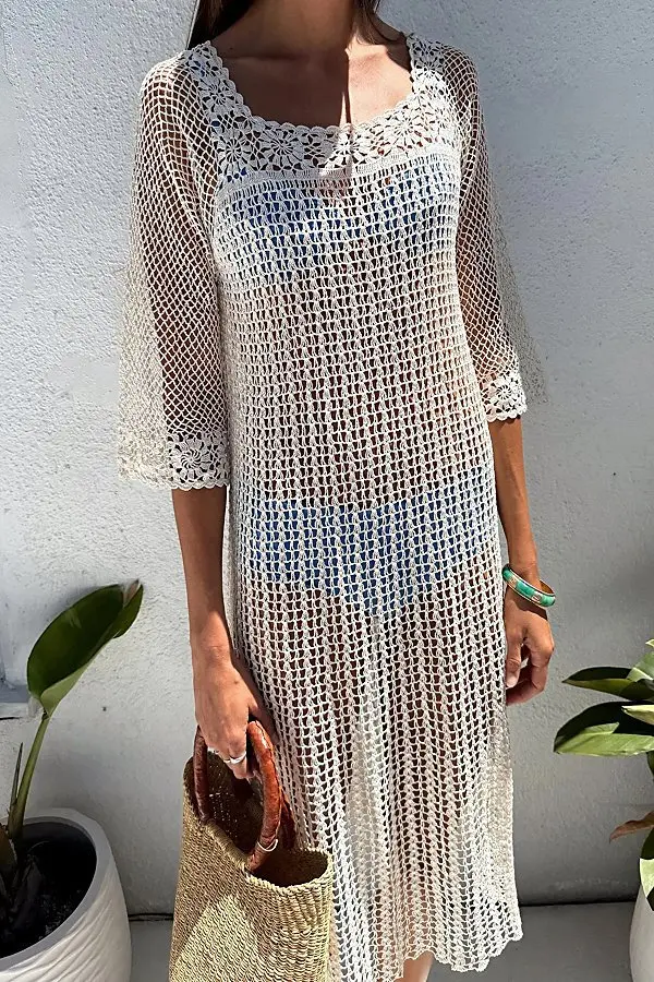MADLY VINTAGE 1970s Crochet Midi Dress