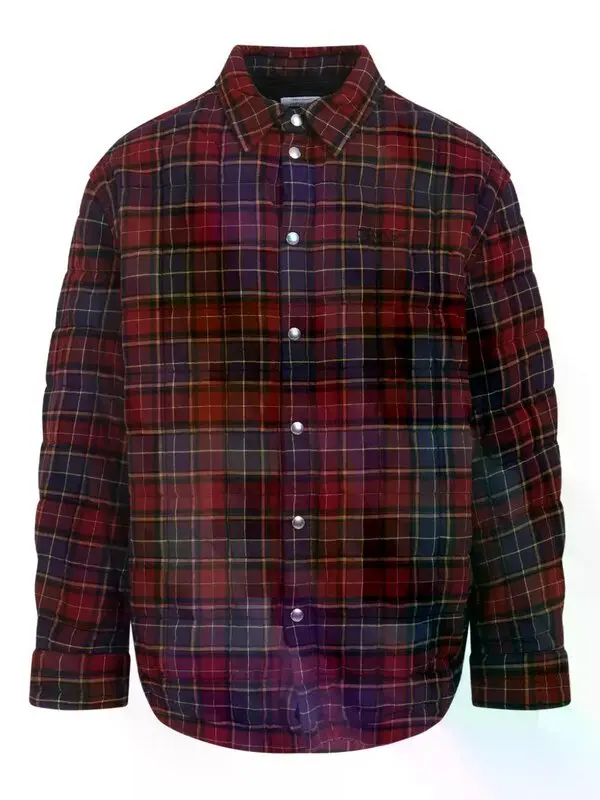 Off-White Quilted Plaid Shirt Jacket - Red