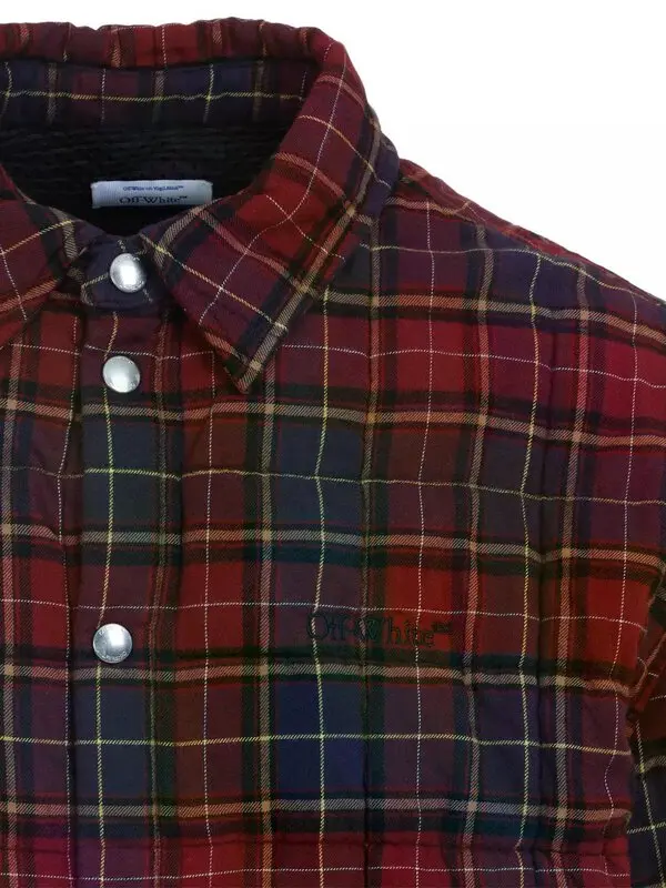 Off-White Quilted Plaid Shirt Jacket - Red