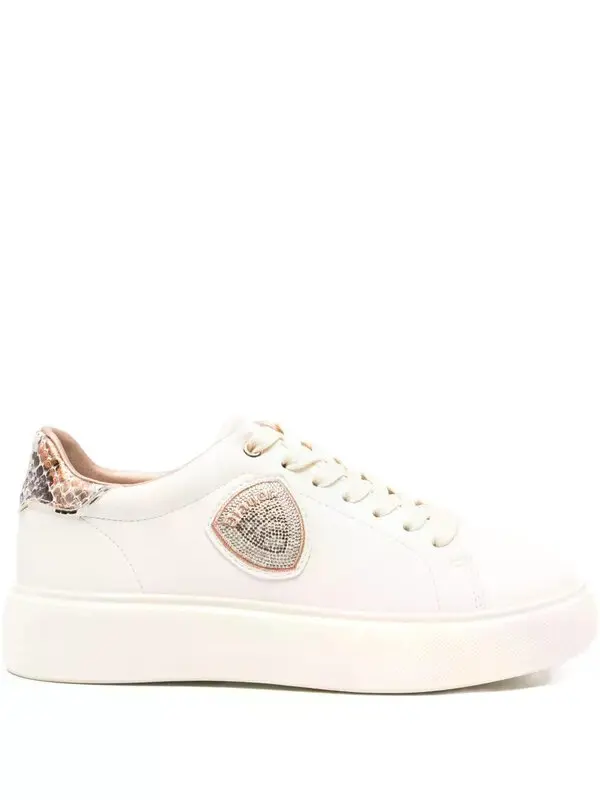 BLAUER. Snakeskin-detail Logo Sneakers - Neutrals