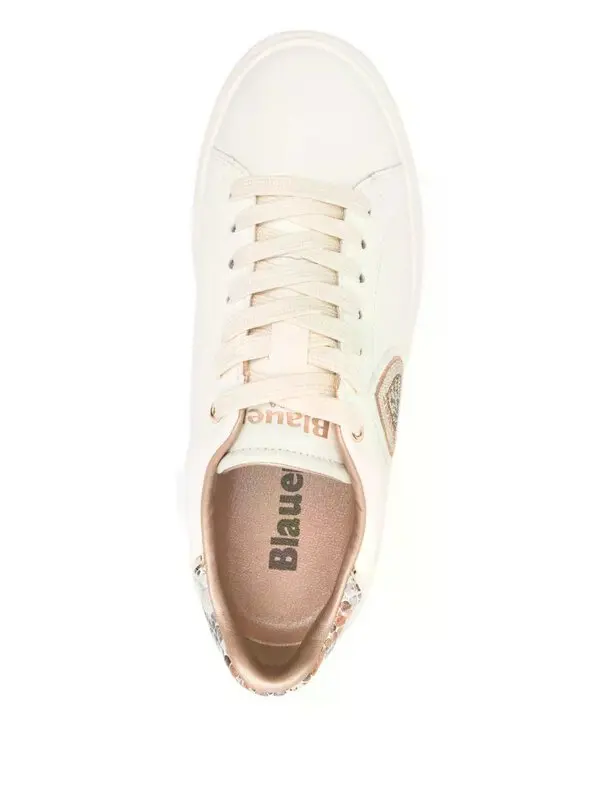 BLAUER. Snakeskin-detail Logo Sneakers - Neutrals