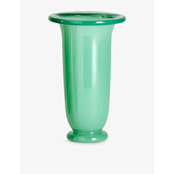 HAY Empire Large Glass Vase 21cm - Green And Dark Green