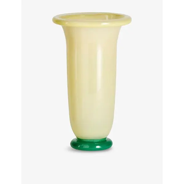 HAY Empire Large Glass Vase 21cm - Sand Lemon Rim And Green