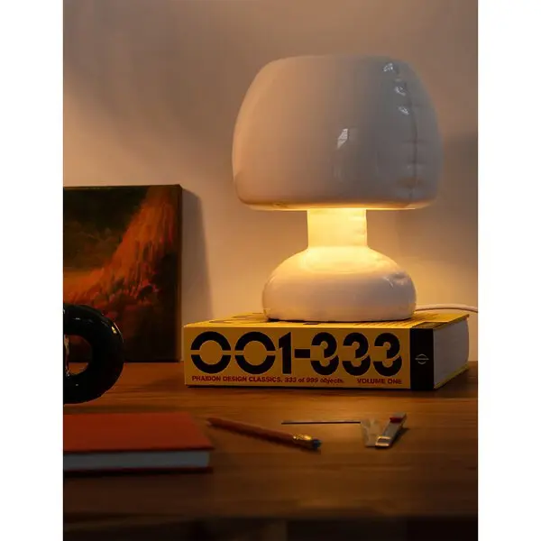 HOME STUDYO Freddy Ceramic Table Lamp - Bone Gloss