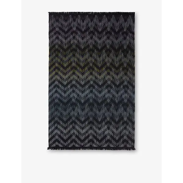 Missoni Dinamico Zigzag-pattern Wool-blend Throw 135cm X 200cm - Black Multicolor