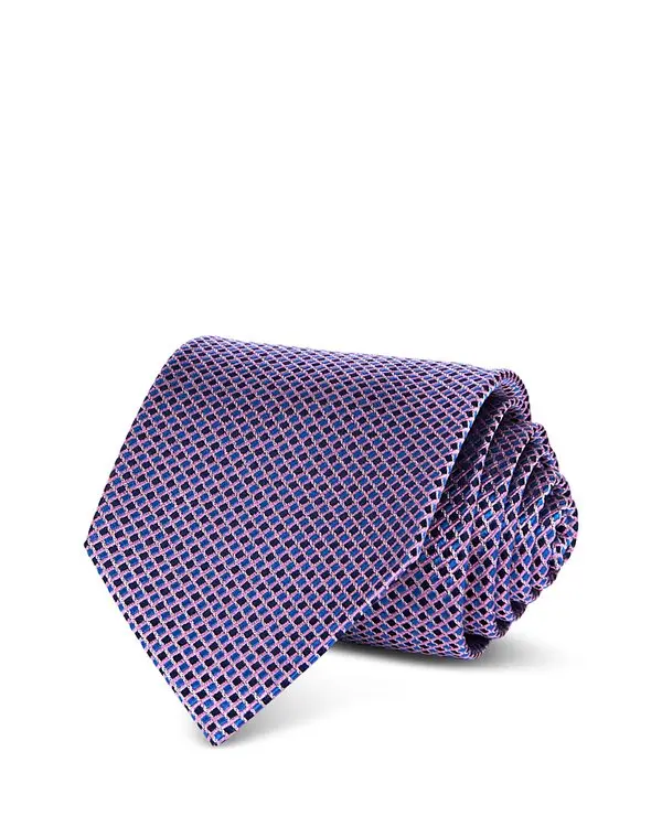 Bloomingdale'S Woven Geometric Silk Tie - Navy/ Pink