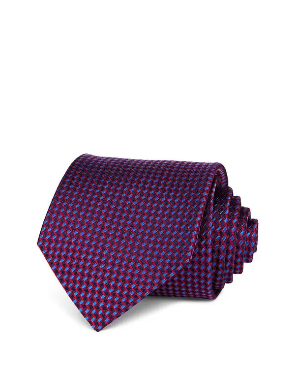 Bloomingdale'S Woven Geometric Silk Tie - Navy/ Red