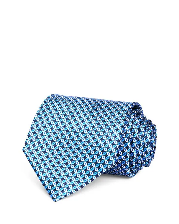 Bloomingdale'S Geometric Link Silk Standard Neck Tie - Navy/ Blue