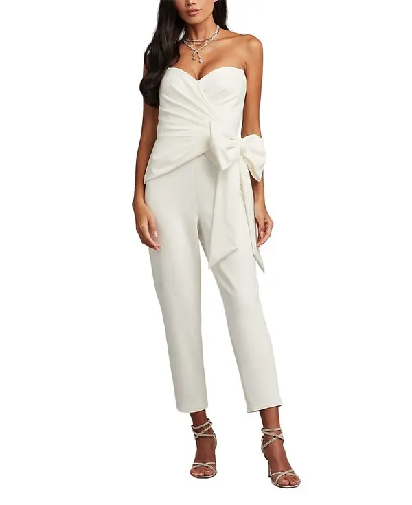 Tadashi Shoji Banks Bow Waist Jumpsuit - Ivory