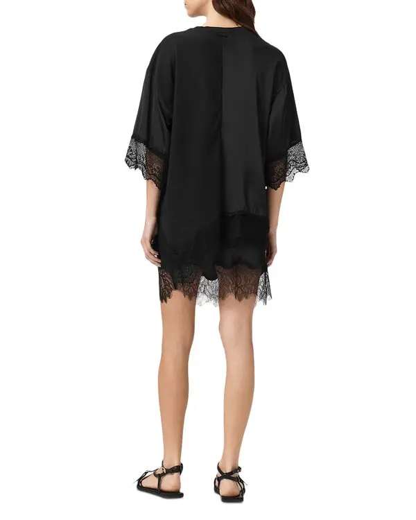 ALLSAINTS Lenny Lace Trim Tee - Black