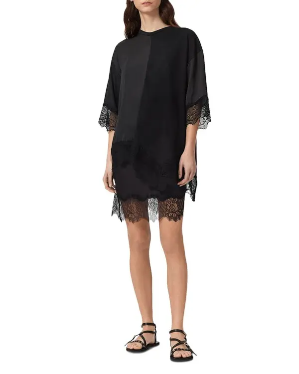 ALLSAINTS Lenny Lace Trim Tee - Black