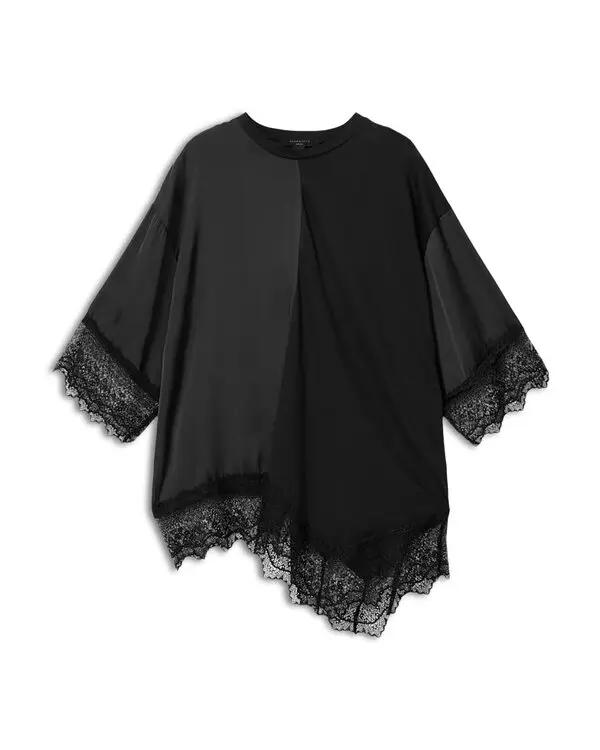 ALLSAINTS Lenny Lace Trim Tee - Black