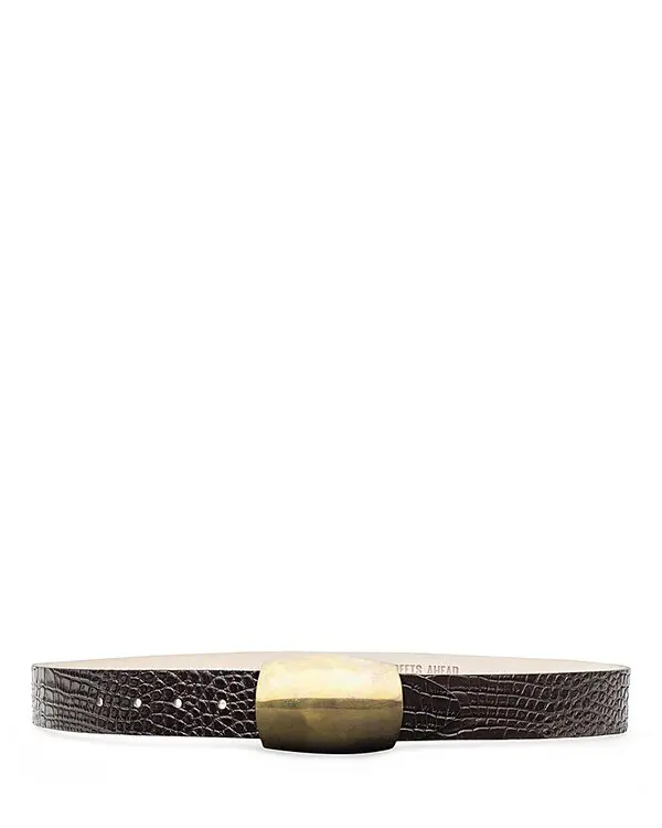 L'Agence Milou Croc-embossed Belt - Chocolate
