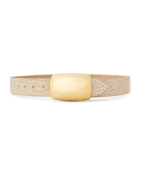 L'Agence Milou Croc-embossed Belt - Ivory Croc