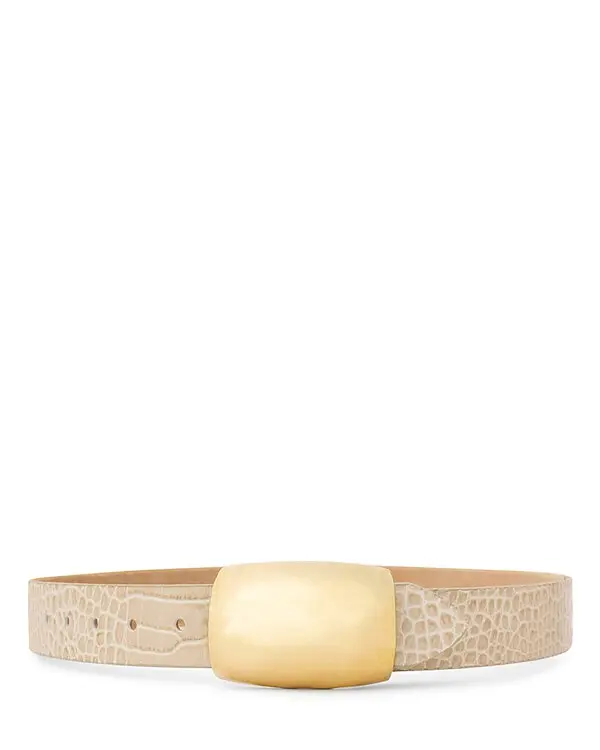 L'Agence Milou Croc-embossed Belt - Ivory Croc