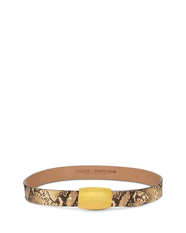 L'Agence Milou Croc-embossed Belt - Mauve Multi Snake