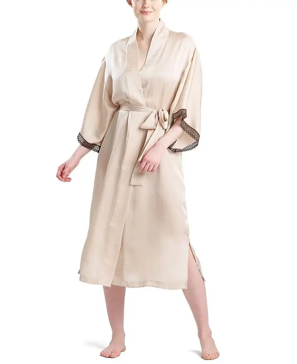 Natori Ashley Icon Robe With Lace - Cream