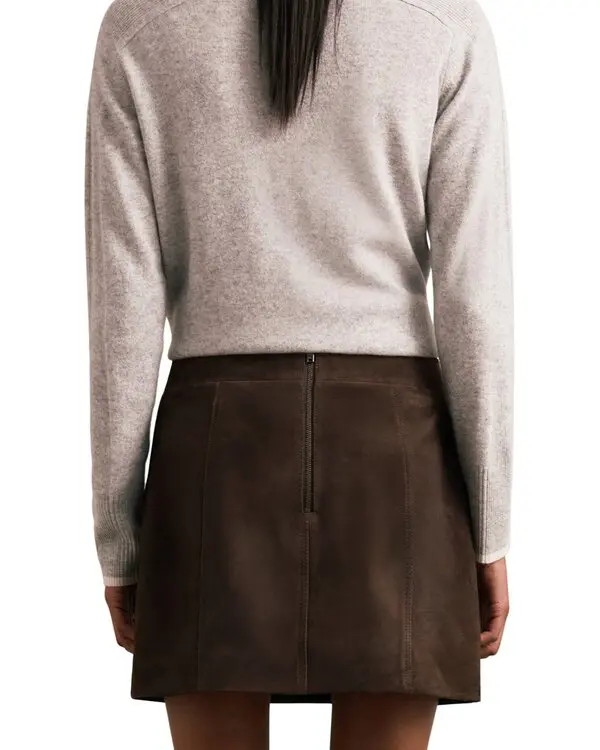 REISS Vida Suede Mini Skirt - Chocolate