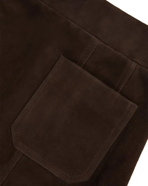 REISS Vida Suede Mini Skirt - Chocolate
