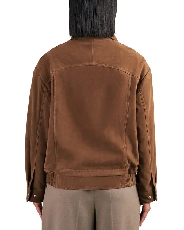REISS Kiara Suede Jacket - Tan