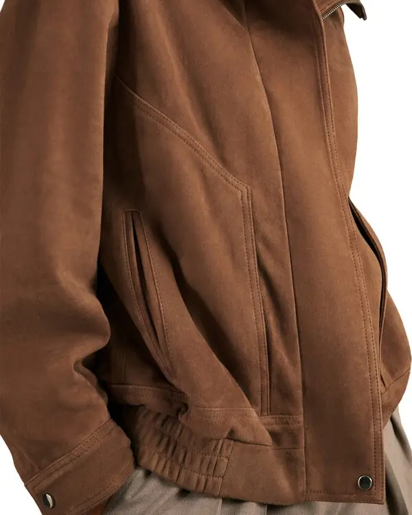 REISS Kiara Suede Jacket - Tan