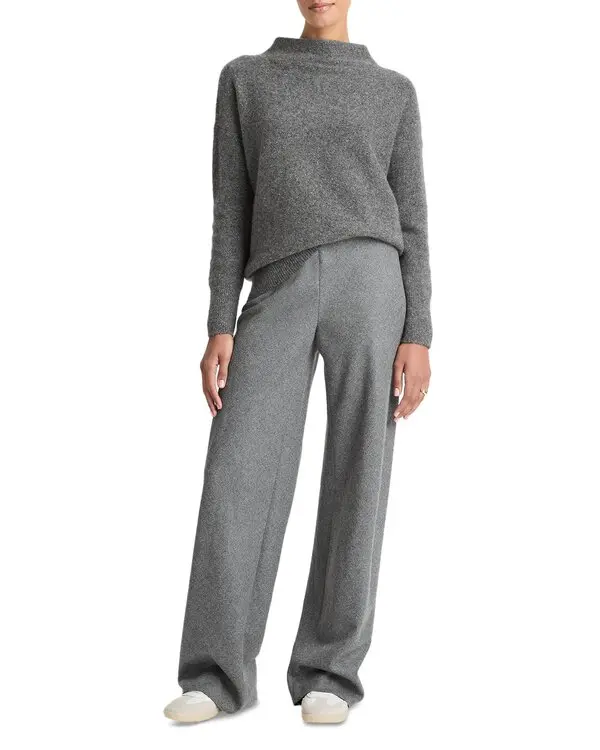Vince High Rise Wool Blend Pants - Medium Heather Grey