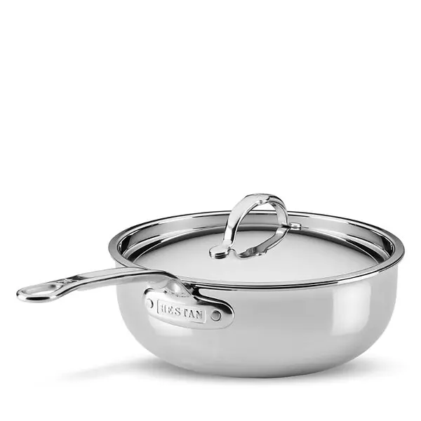 HESTAN Probond Luxe 3.5 Quart Professional Clad Stainless Steel Essential Pan With Lid - Silver