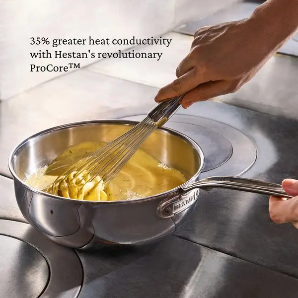HESTAN Probond Luxe 3.5 Quart Professional Clad Stainless Steel Essential Pan With Lid